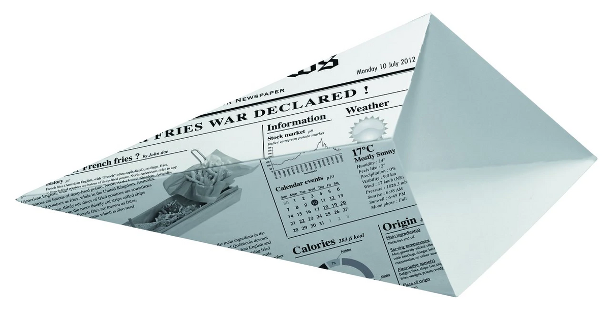 Sturdy Paper Cones with Newspaper Print - 8.4oz – Klover Sales