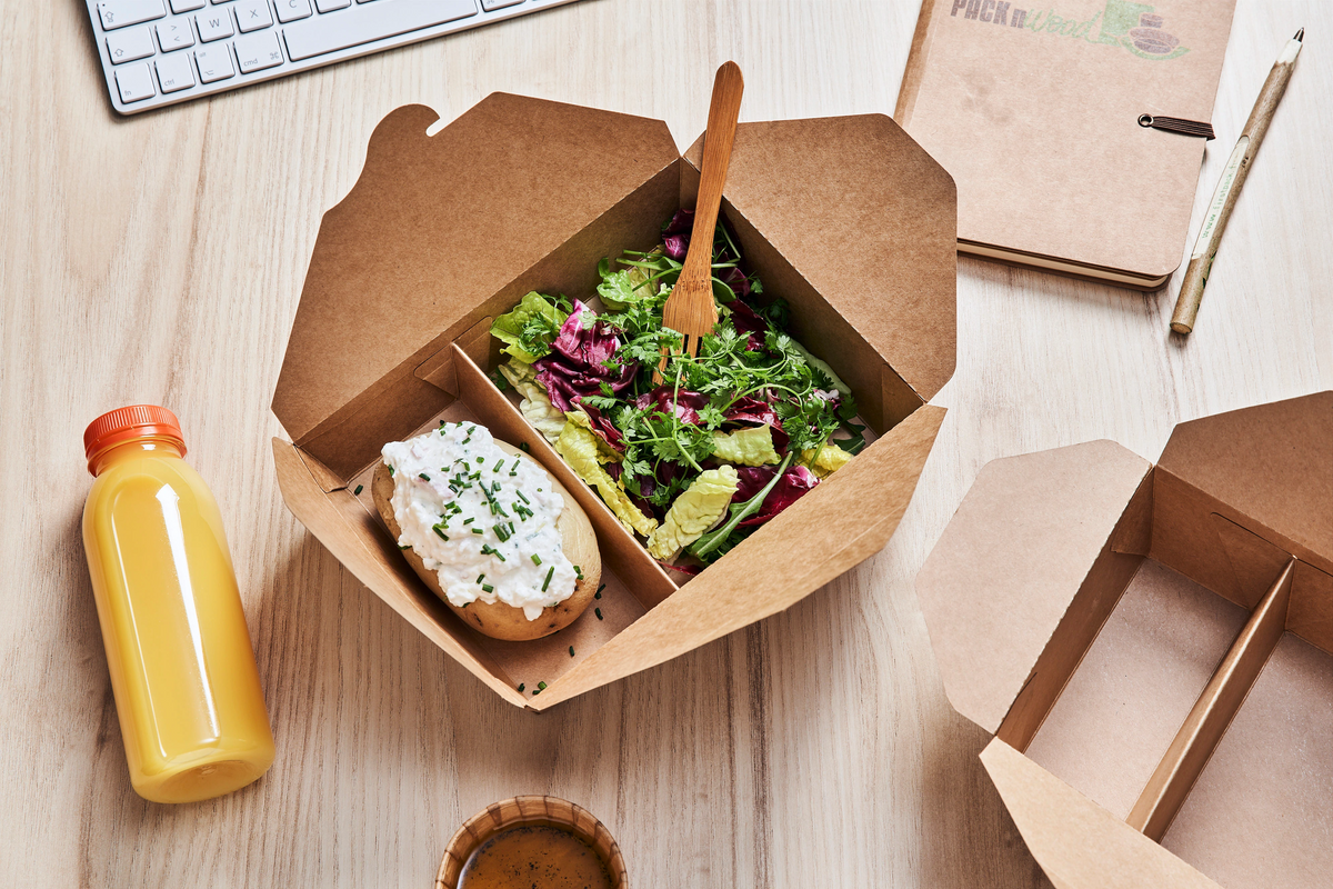 2-Compartment Kraft Cardboard Meal Box - 35oz – Klover Sales