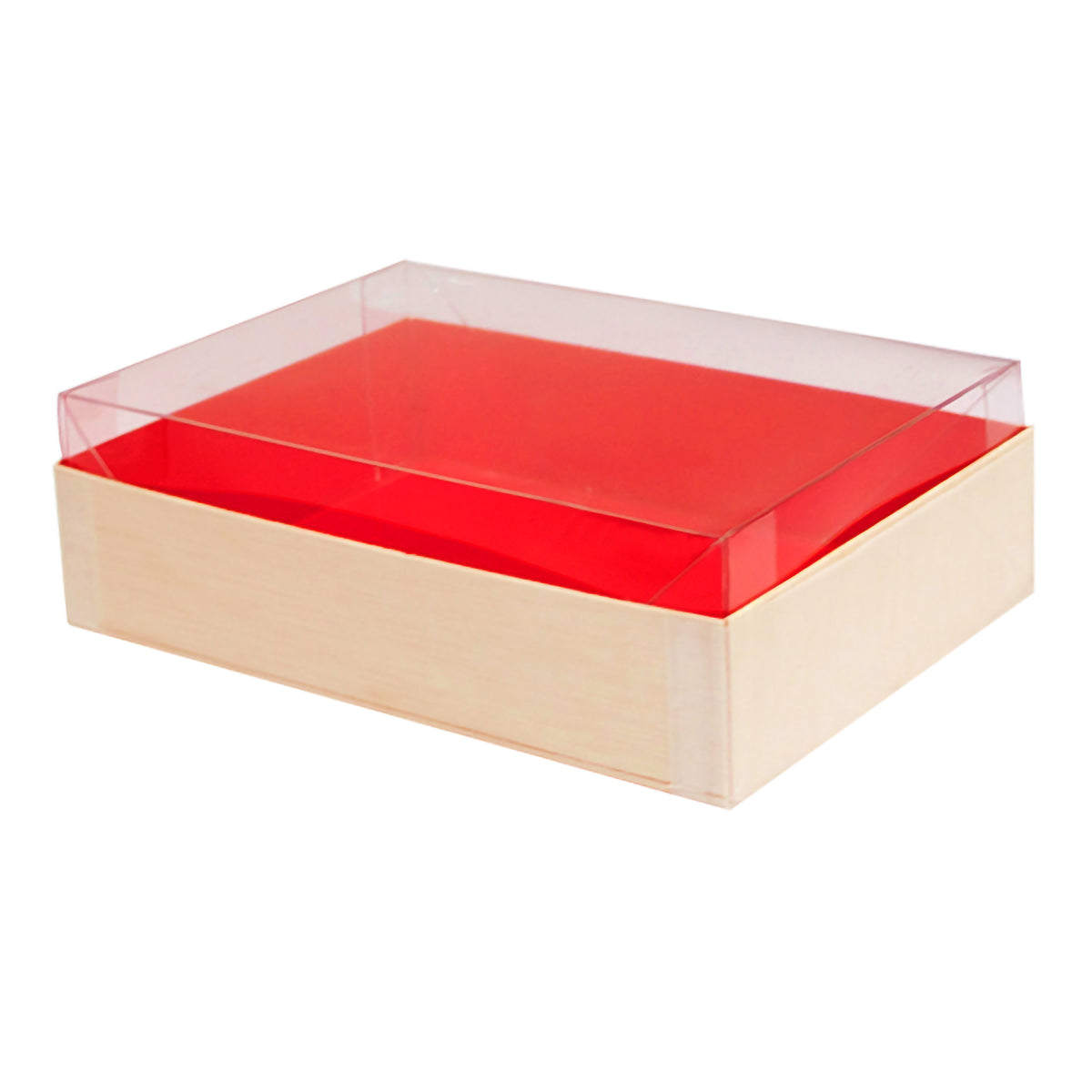 Clear Recyclable Lid for Rectangular Wooden Folding Box with Red Shiny ...